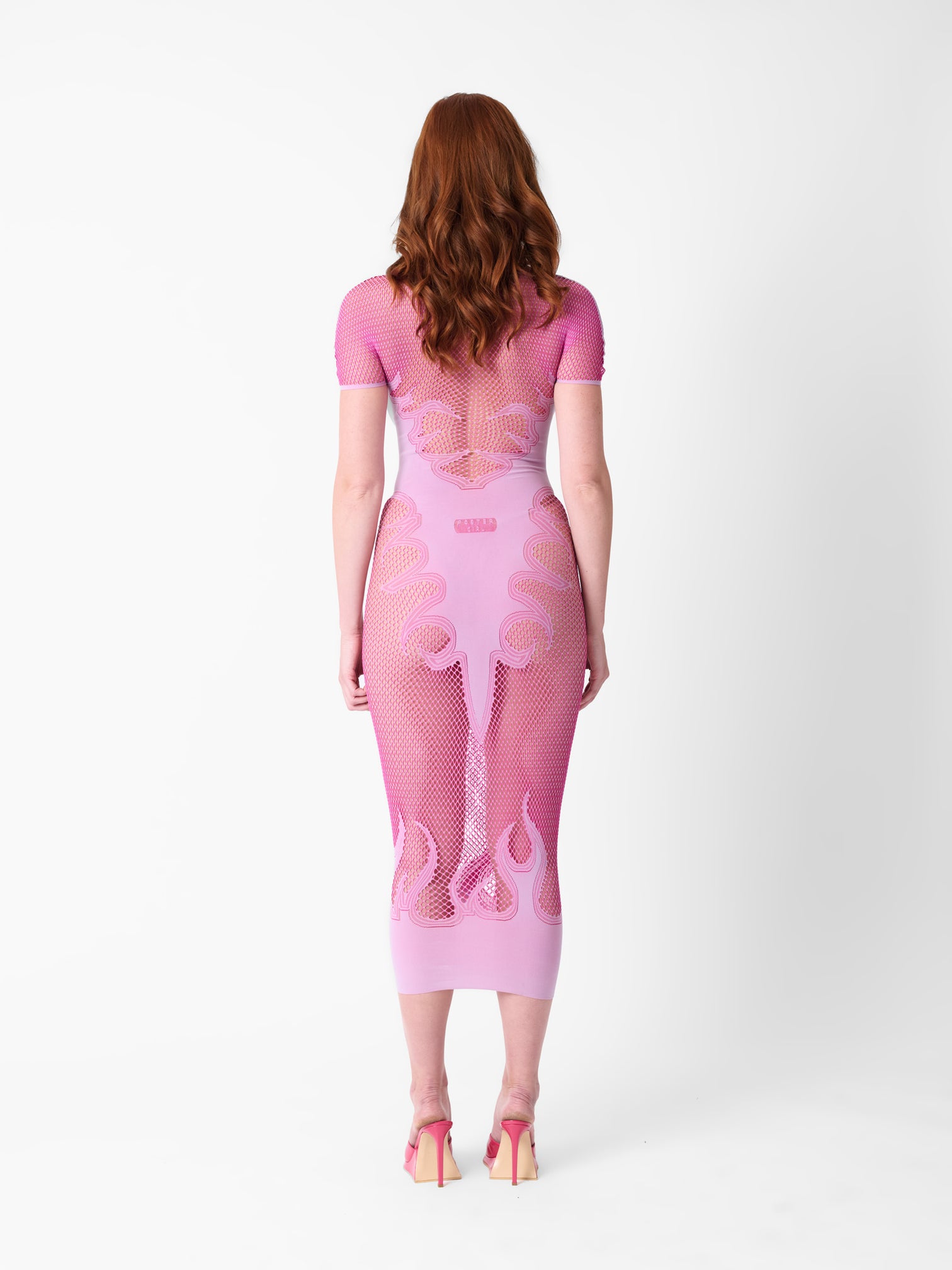 Peachy Fishnet Maxi Bodycon Dress Lilac | POSTER GIRL