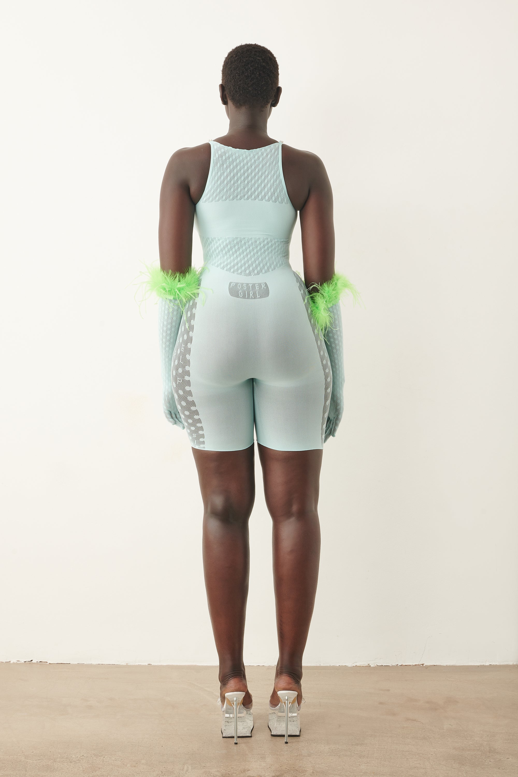 Jetta Short Jumpsuit x Gwenevere Glove Set Blue | POSTER GIRL