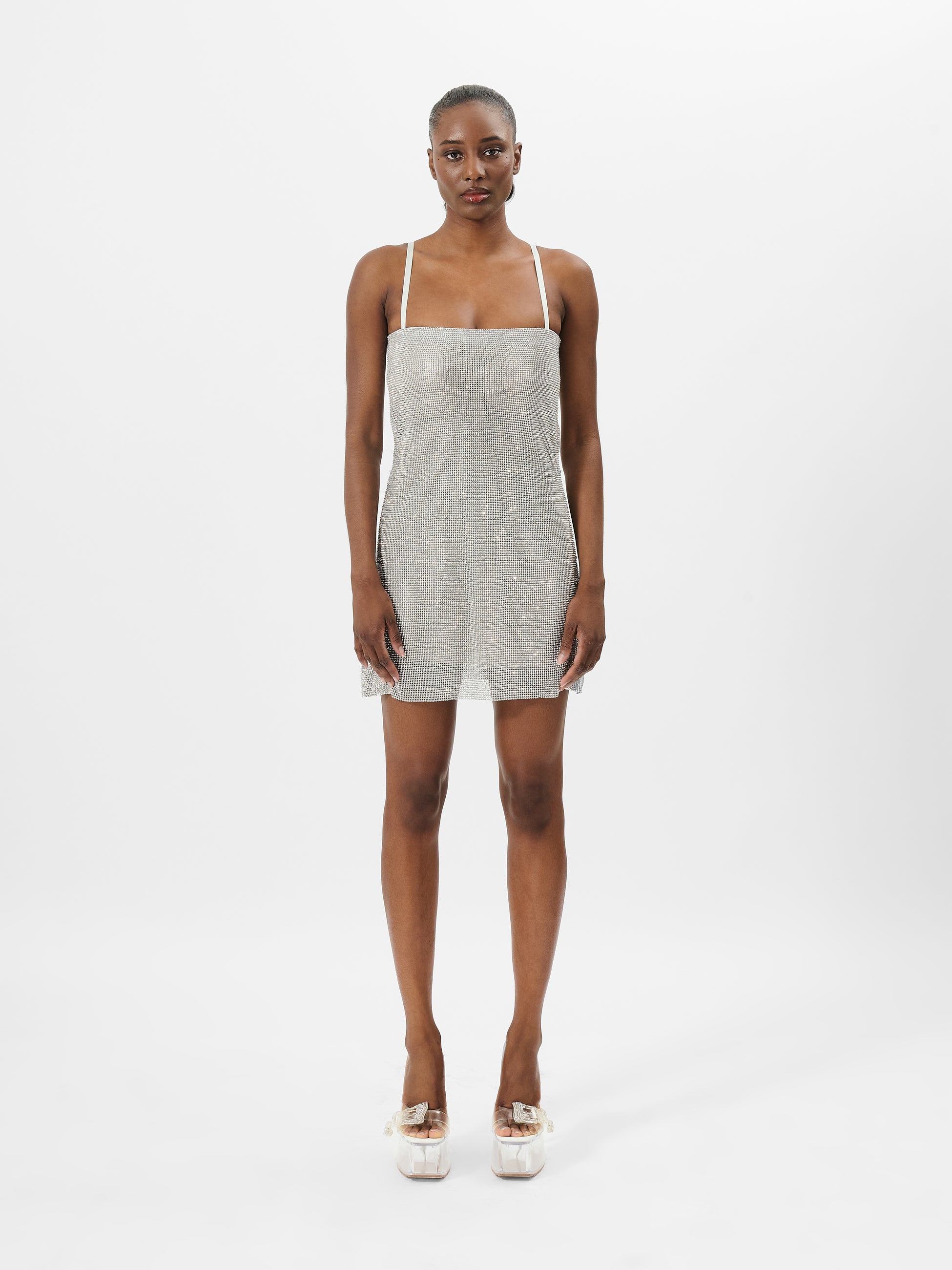 Carina Chainmail Mini Dress Silver | POSTER GIRL