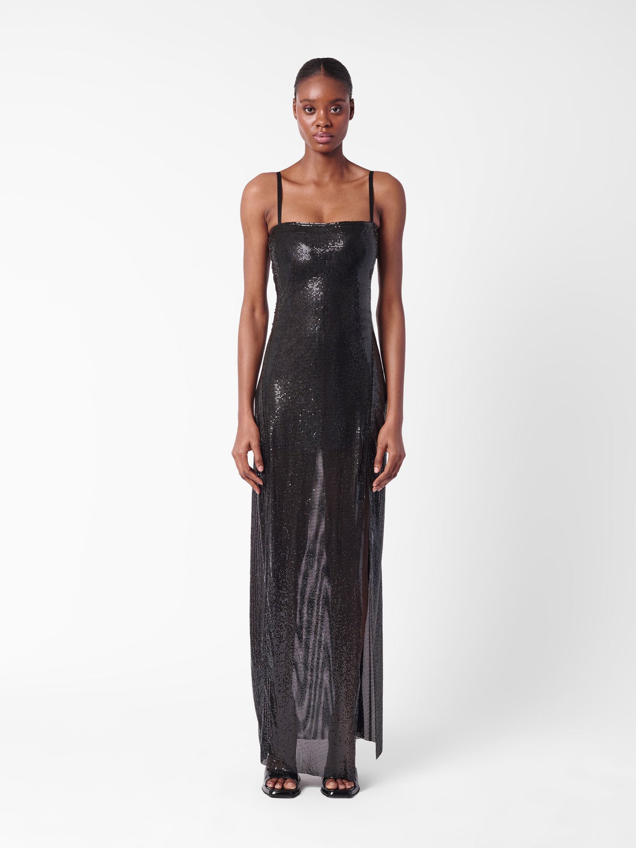 Carina Chainmail Maxi Dress Black | POSTER GIRL