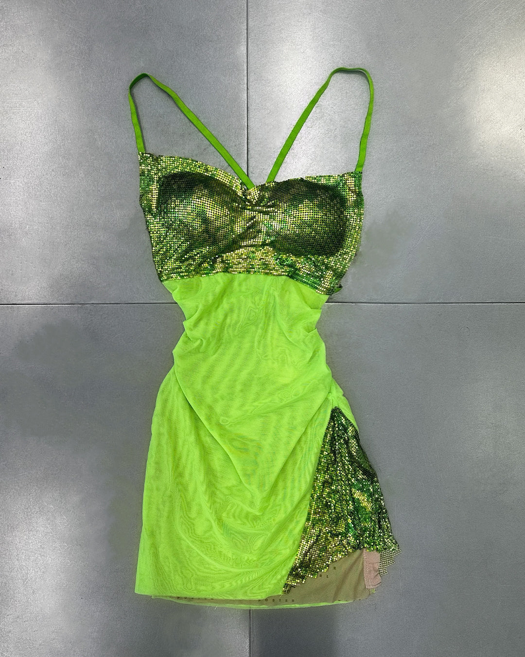 Green Chainmail Mini Dress – POSTER GIRL