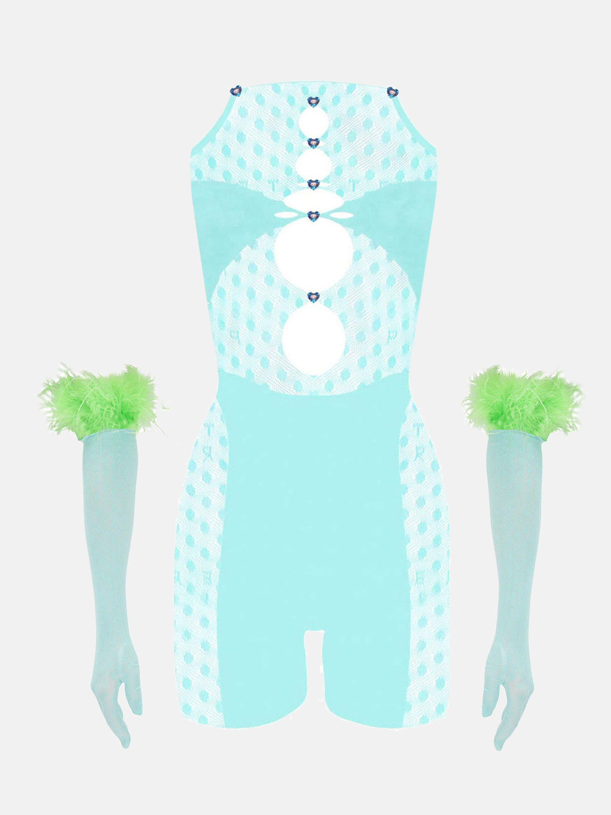 Jetta Short Jumpsuit x Gwenevere Glove Set Blue | POSTER GIRL