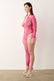 Leng Asymmetric One Leg Fishnet Jumpsuit Pink | POSTER GIRL