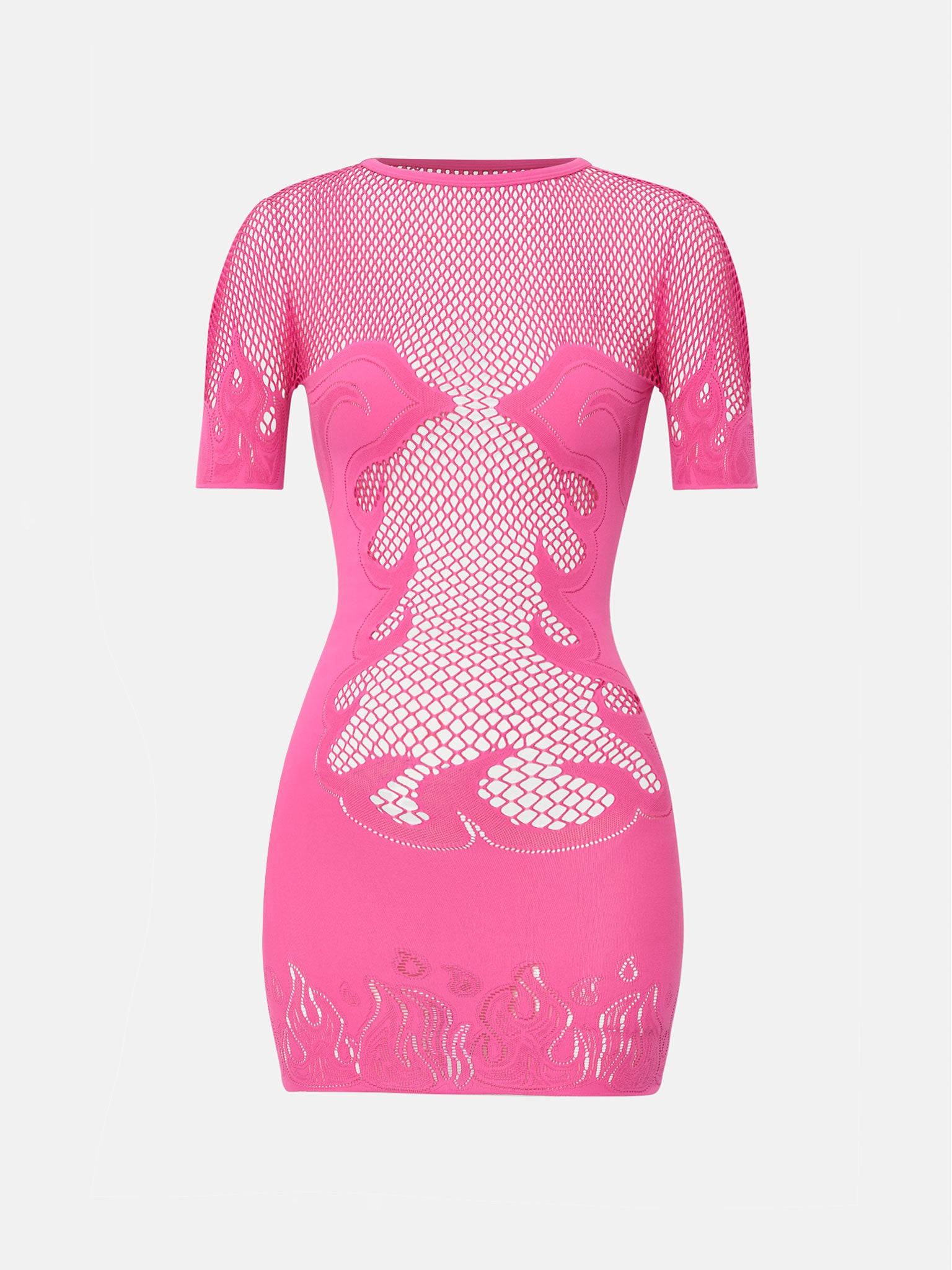 Pin Up Mini Fishnet Bodycon Dress Pink | POSTER GIRL