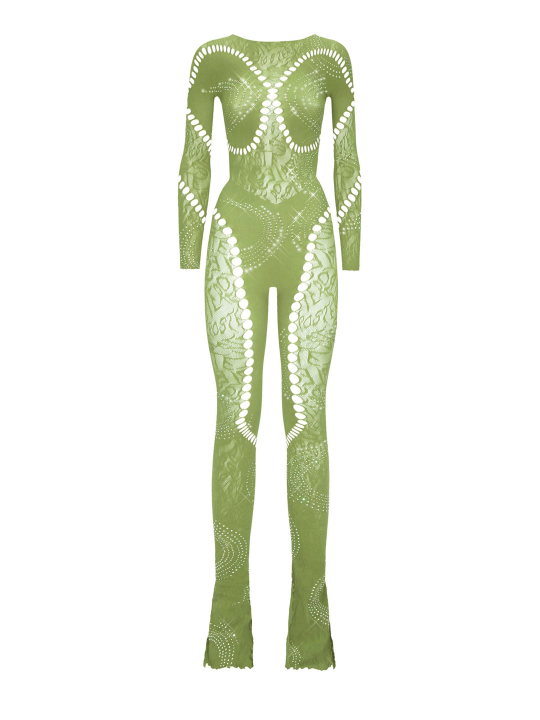 Rhinestoned Kai Jumpsuit Sativa Green | POSTER GIRL