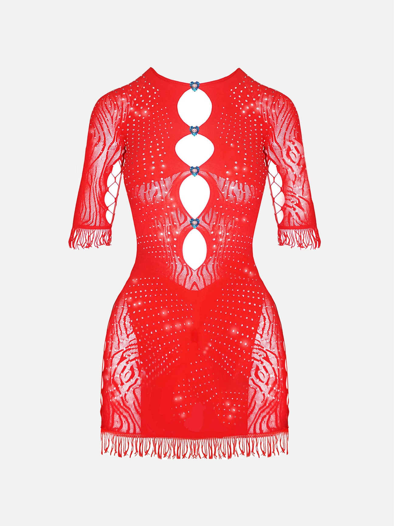 Miranda Rhinestone Bodycon Mini Dress Red | POSTER GIRL