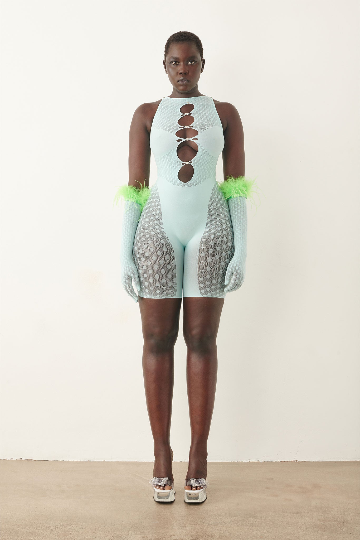 Jetta Short Jumpsuit x Gwenevere Glove Set Blue | POSTER GIRL