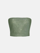 Rosalyn Chainmail Strapless Boob Tube Stop Green | POSTER GIRL