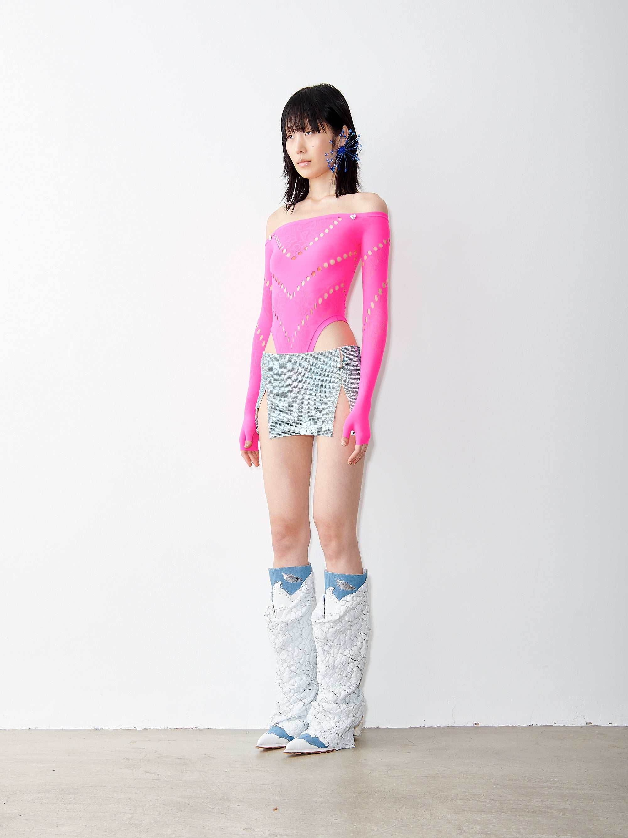Rhinestoned Mia Micro Skirt Cerulean Blue – POSTER GIRL